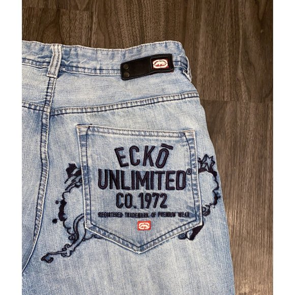 Ecko Unlimited | Jeans | Ecko Unltd Rare Mens Vtg Embroidered Baggy Fit Lightwash Distressed ...